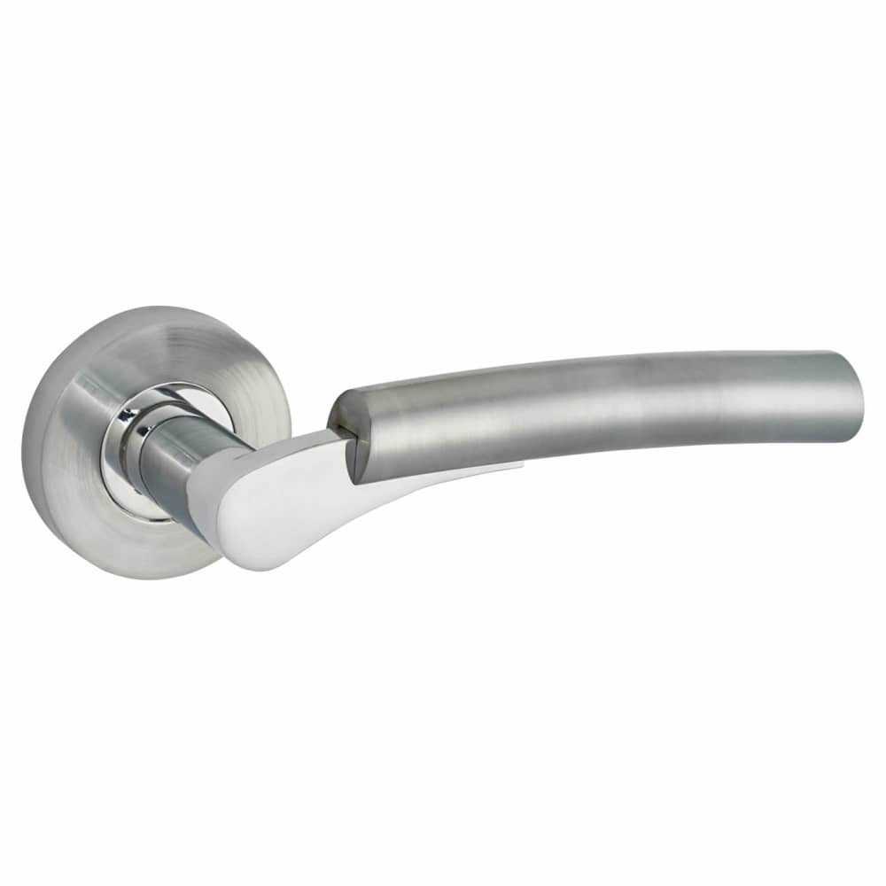 Jigtech Ultro Lever Door Handle on Rose - Polished/Satin Chrome ...