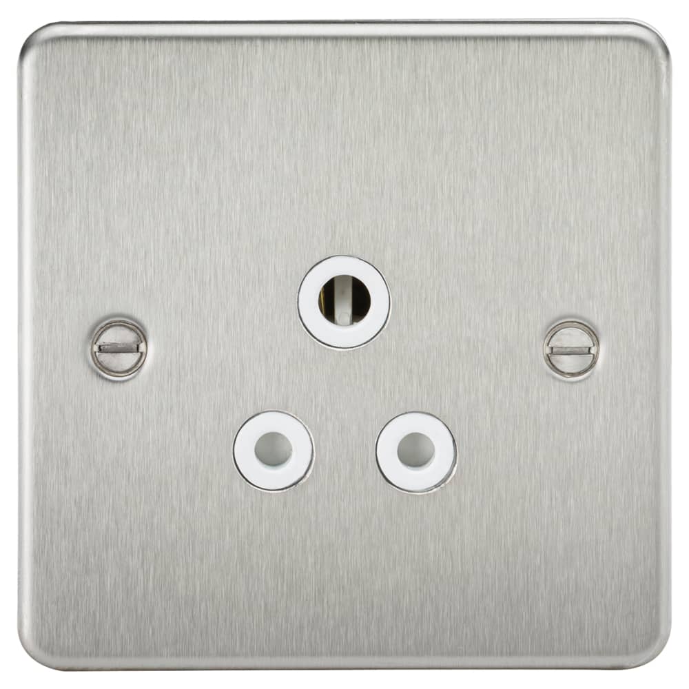 Knightsbridge 5A Flat Plate Unswitched Round Pin Socket - Brushed ...