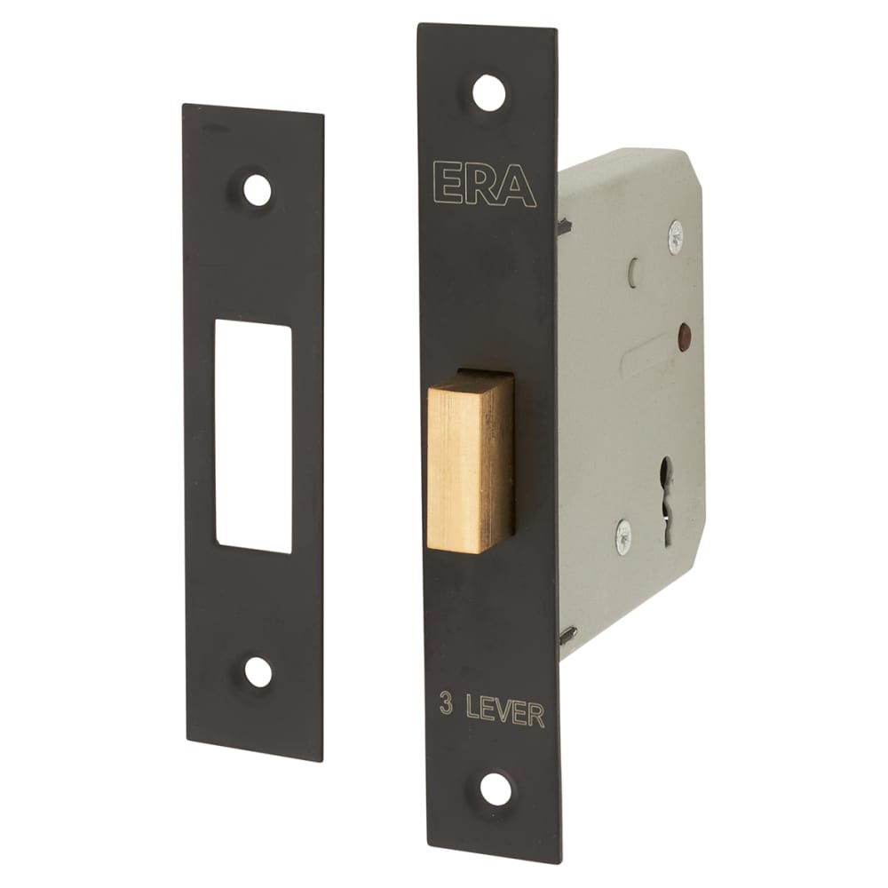 ERA 3 Lever Deadlock - 76mm Case - 57mm Backset - Matt Black ...