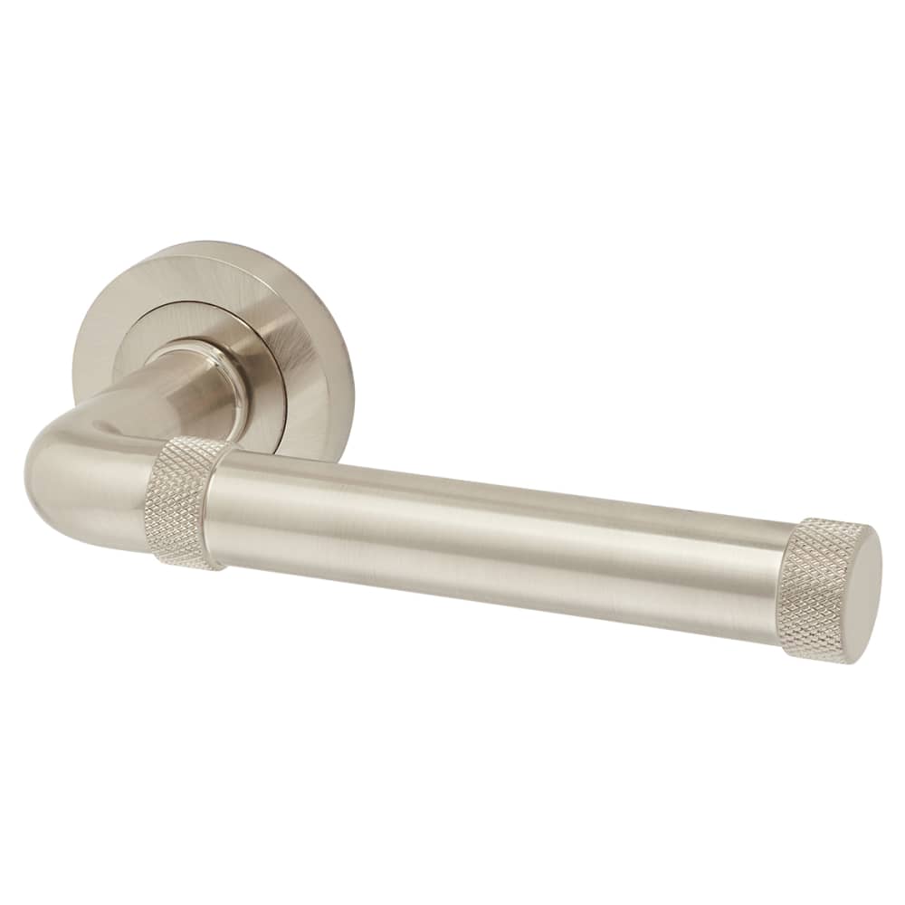 Jedo by Frelan Midtown Door Handle on Rose - Satin Nickel | IronmongeryDirect | Same Day Despatch