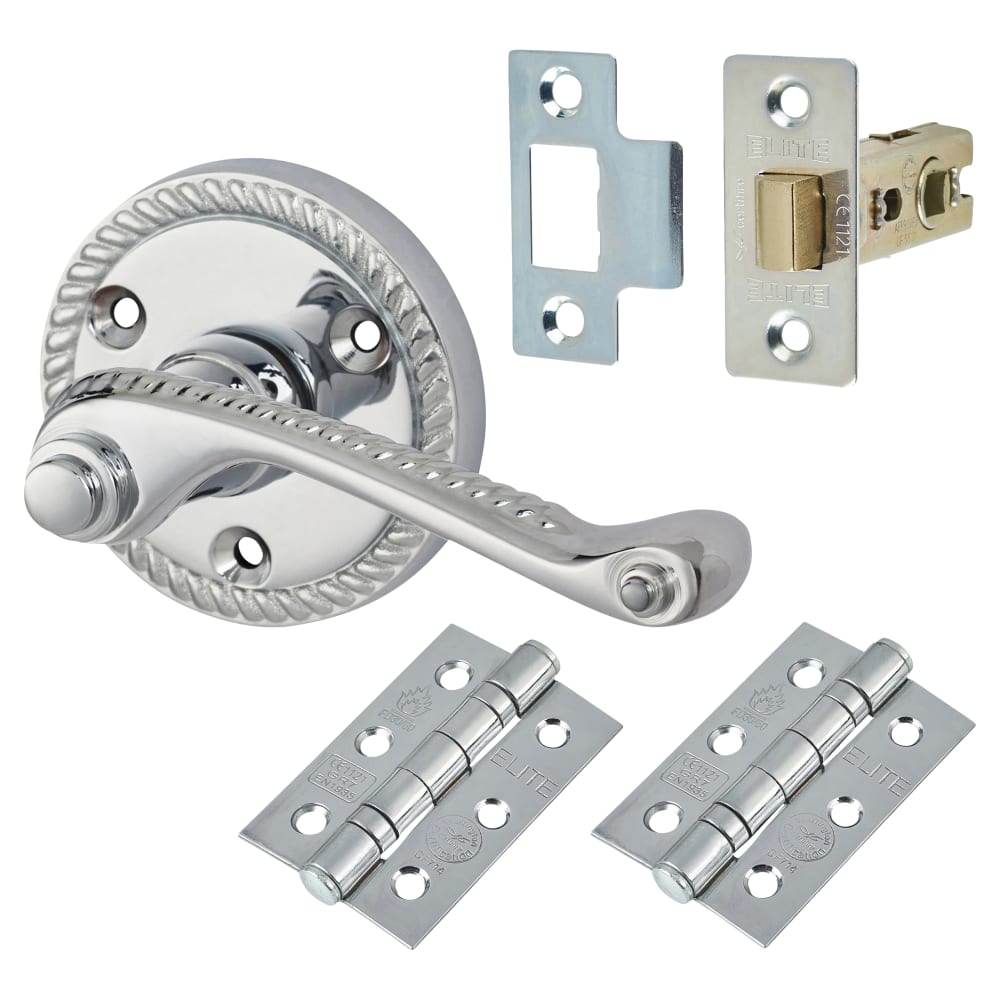 Touchpoint Georgian Lever Door Handle on Rose - Door Kit - Polished ...