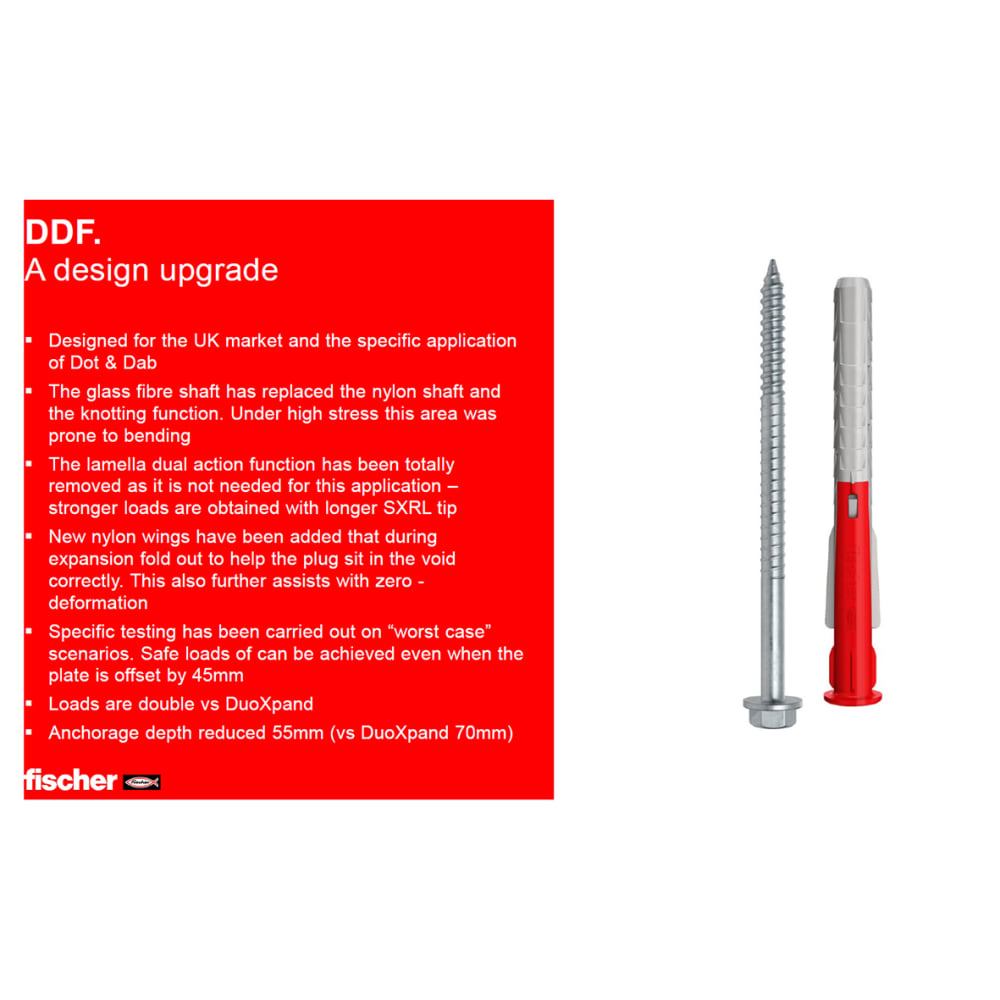 Fischer DDF Wall Anchor Fixings - Dot and Dab FUS K - 10 x 100mm - Red ...