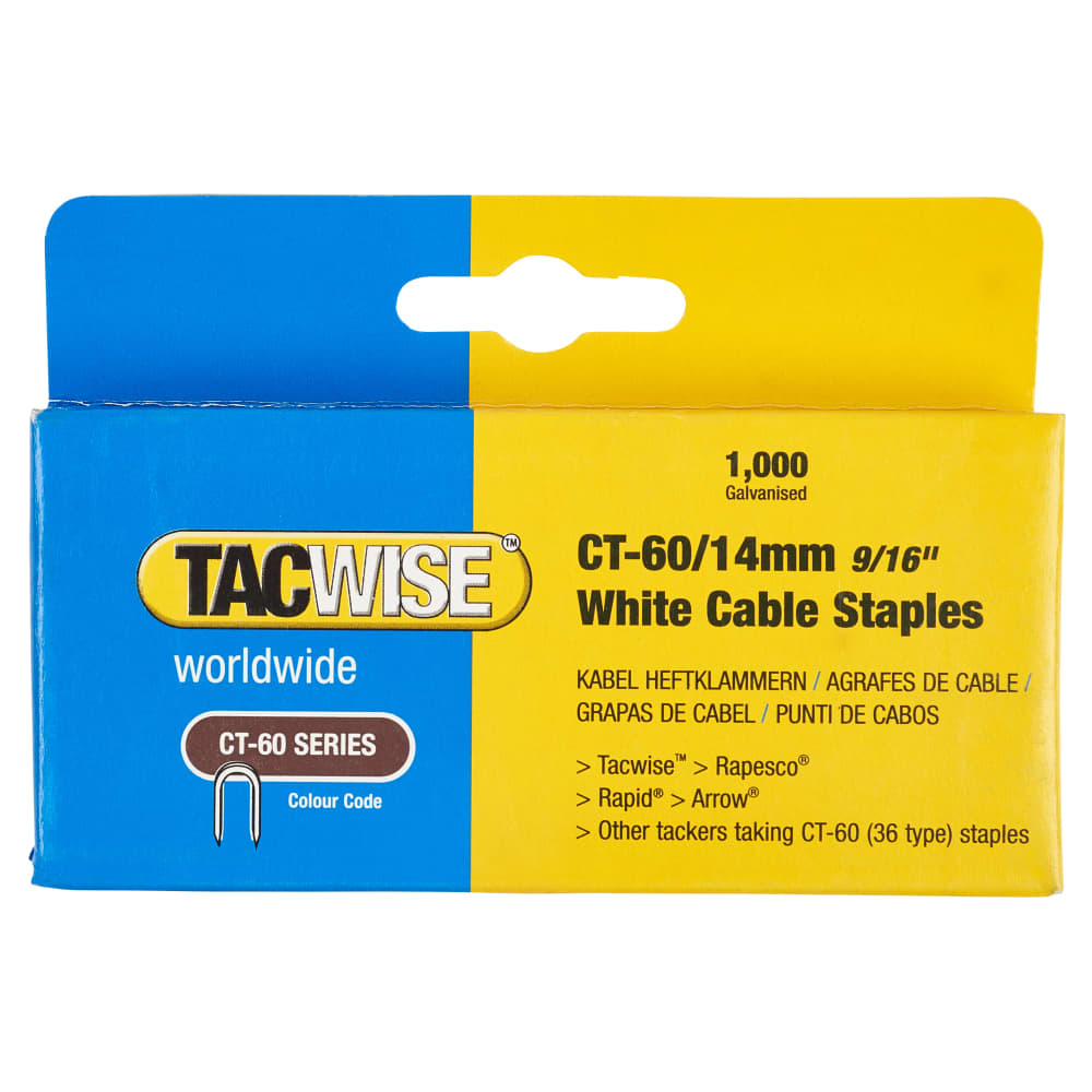 Tacwise CT-60 Series Divergent Point Staples - 14mm - White - Pack 5000 ...