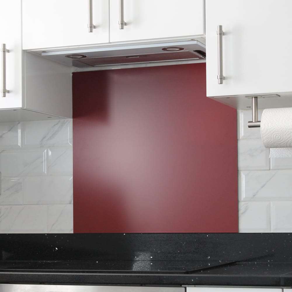 Altro Aluminium Kitchen Splashback - 900 x 750mm - Matt Burgundy Red ...