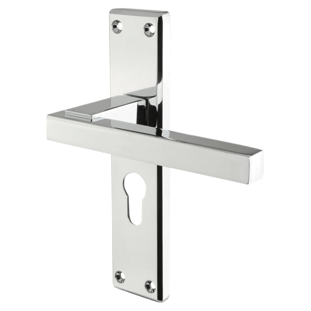 Carlisle Brass Stratus Door Handle - Euro Lock Set - Polished Chrome ...