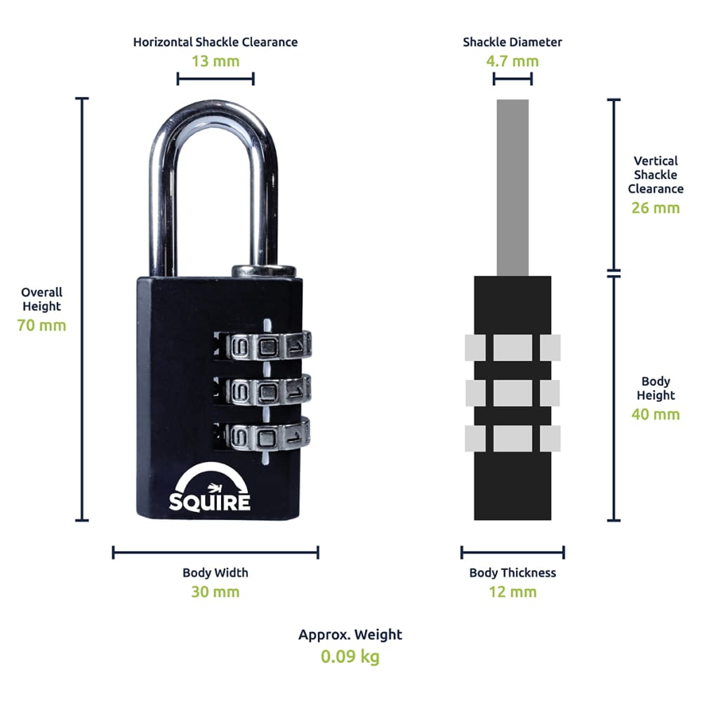 Henry Squire Tough Lock Combination Padlock 30mm | IronmongeryDirect ...