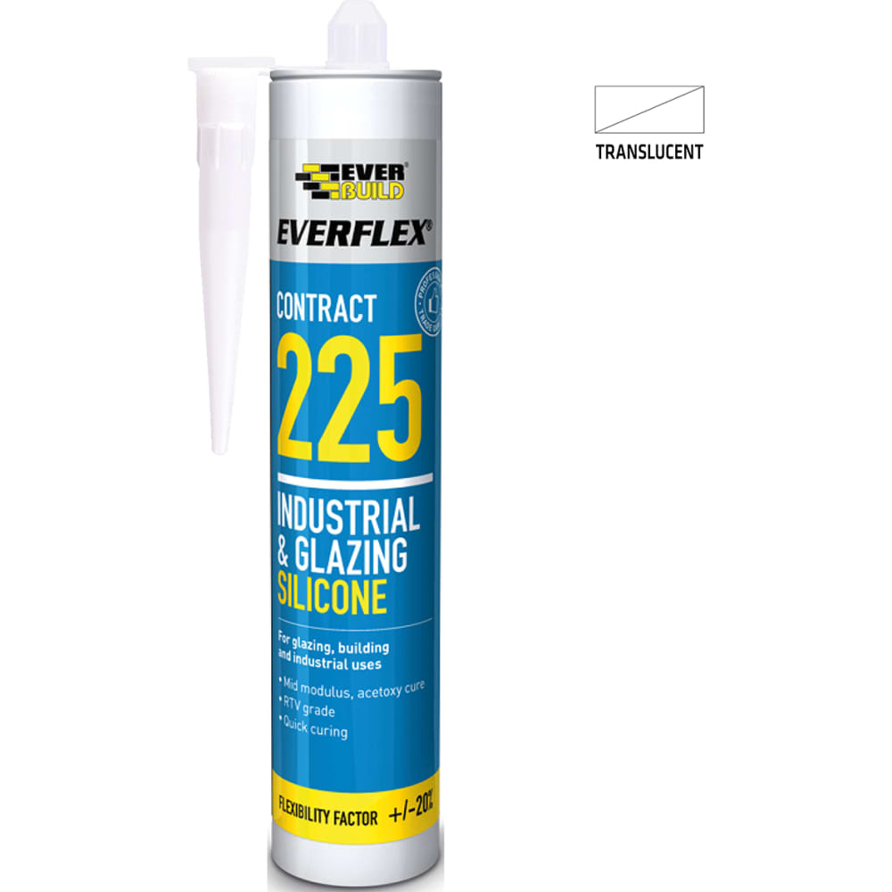 Everbuild Everflex 225 Contract Industrial & Glazing Silicone Sealant - 295ml - Clear ...