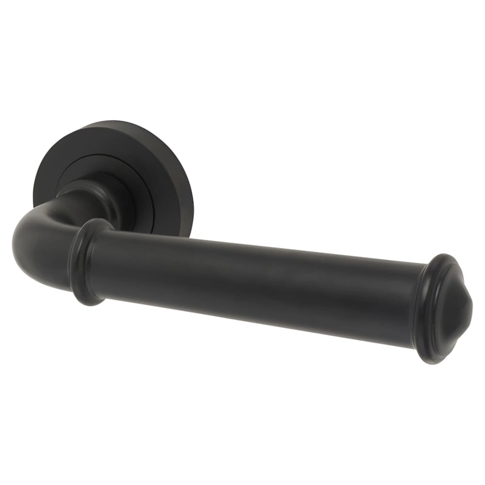Jedo by Frelan Classic Door Handle on Rose - Matt Black | IronmongeryDirect | Same Day Despatch