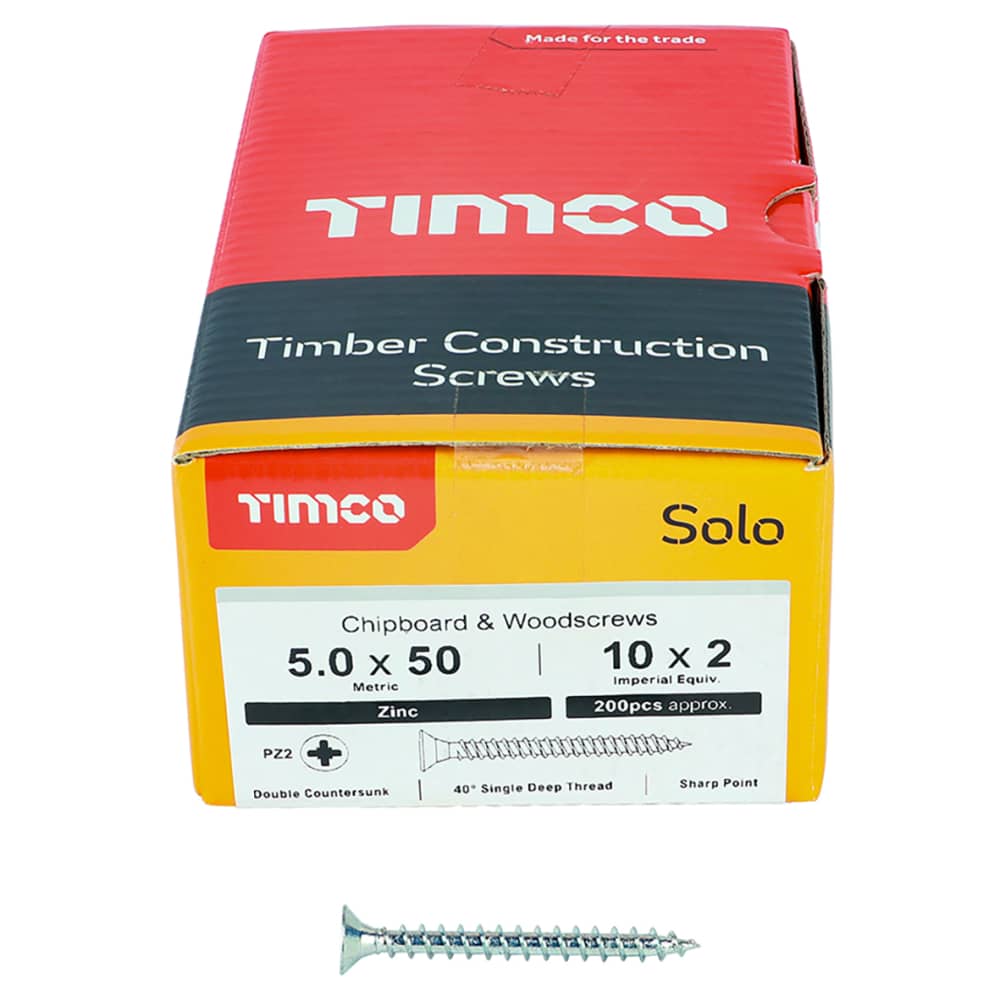 TIMco Solo Zinc Chippy Screw - 5.0 x 50mm - Pack 200 ...