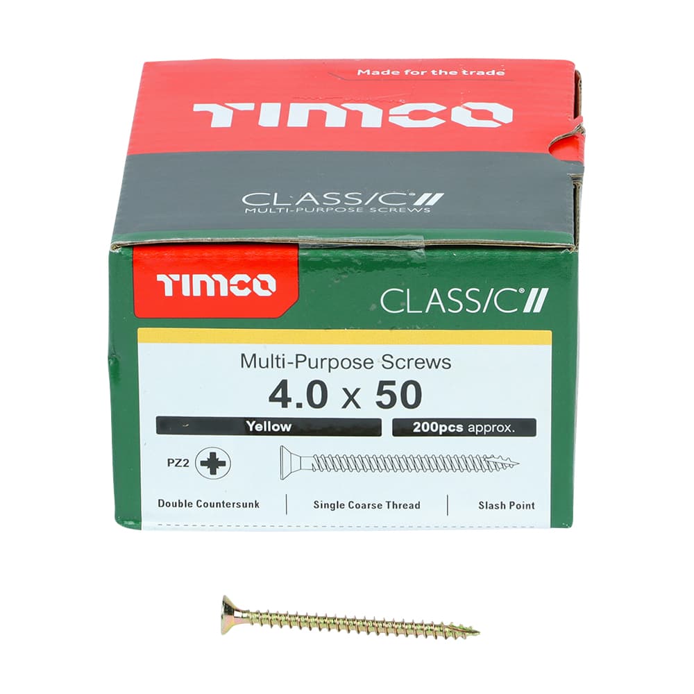 TIMCO Classic Woodscrew - 4.0 x 50mm - Pack of 200 | IronmongeryDirect ...