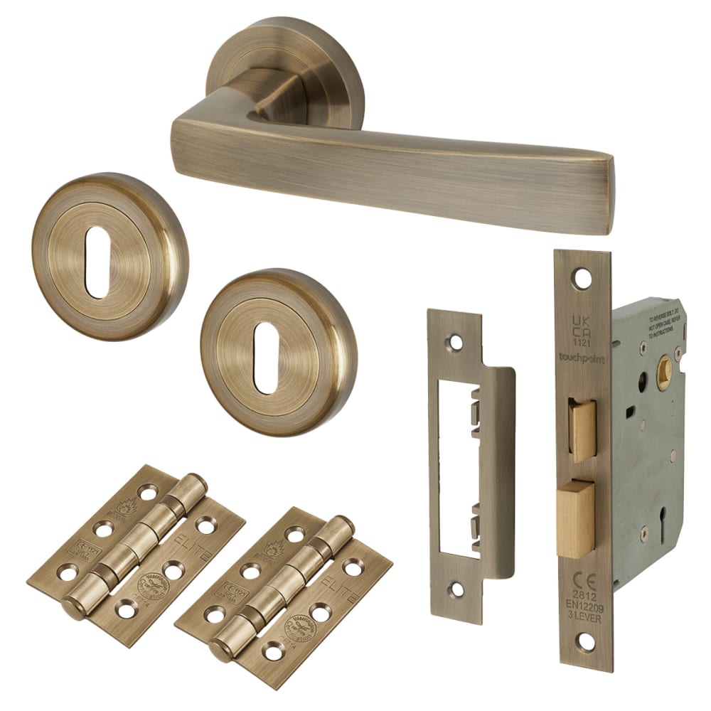 Altro Antique Brass 3 Lever Sashlock Door Handle on Rose Pack - Ivy ...