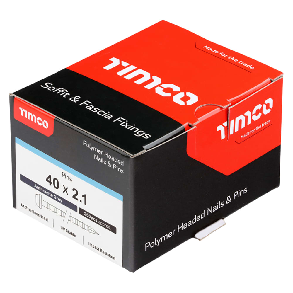 TIMCO Polymer Headed Pins - 40mm Length - Grey - Pack of 250 ...