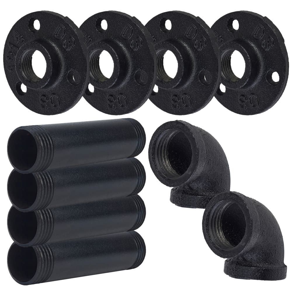 Altro 3/4" Pipe Shelf Bracket Kit - Black - Pack of 2 ...