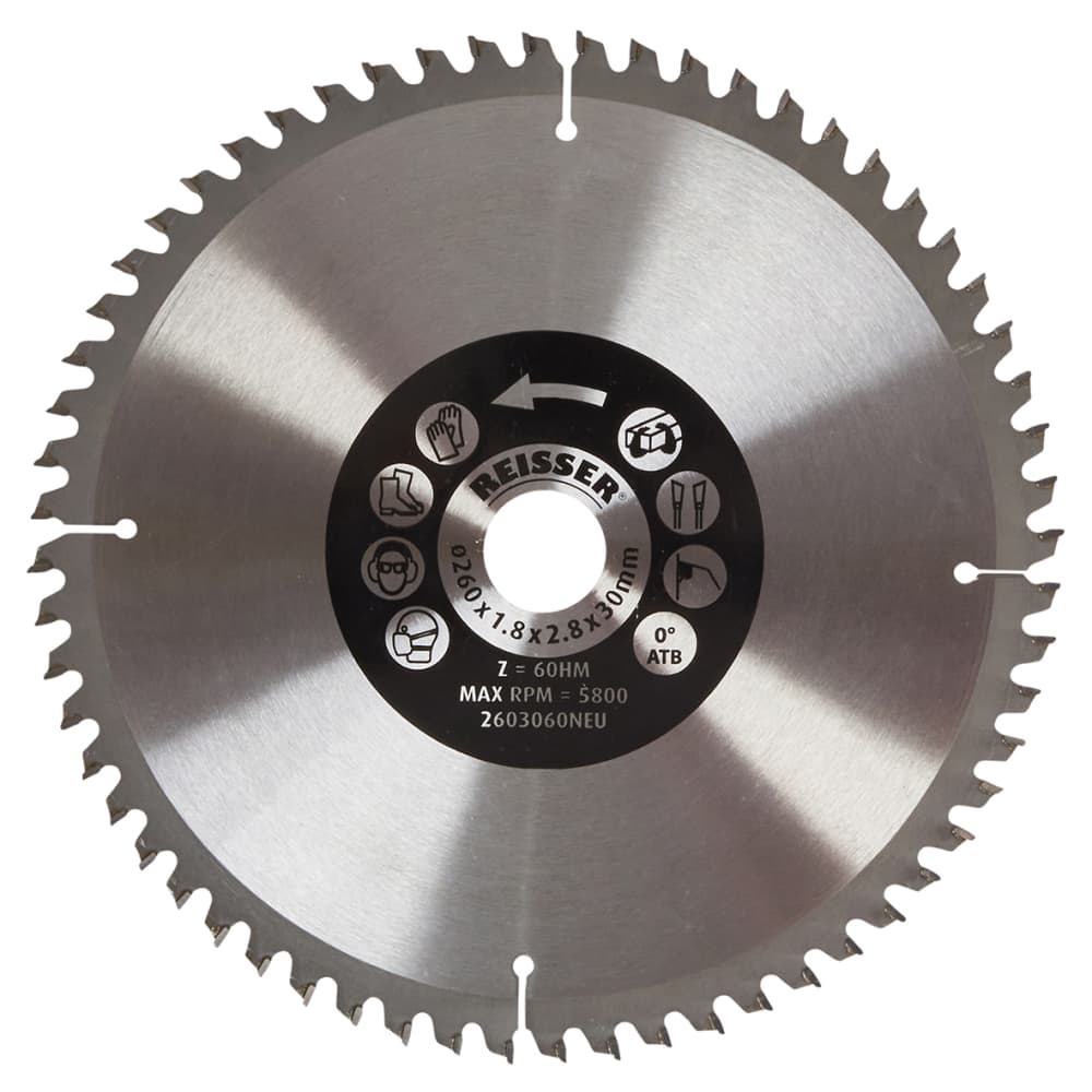 Reisser TCT Circular Saw Blade - 260 x 30mm - 60T - Neutral Rake ...