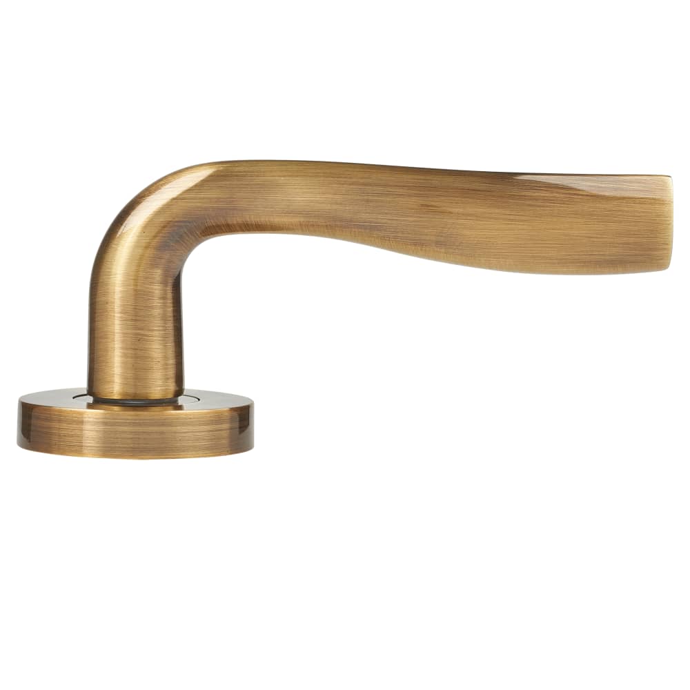 Jigtech Solar Lever Door Handle on Rose - Antique Brass ...
