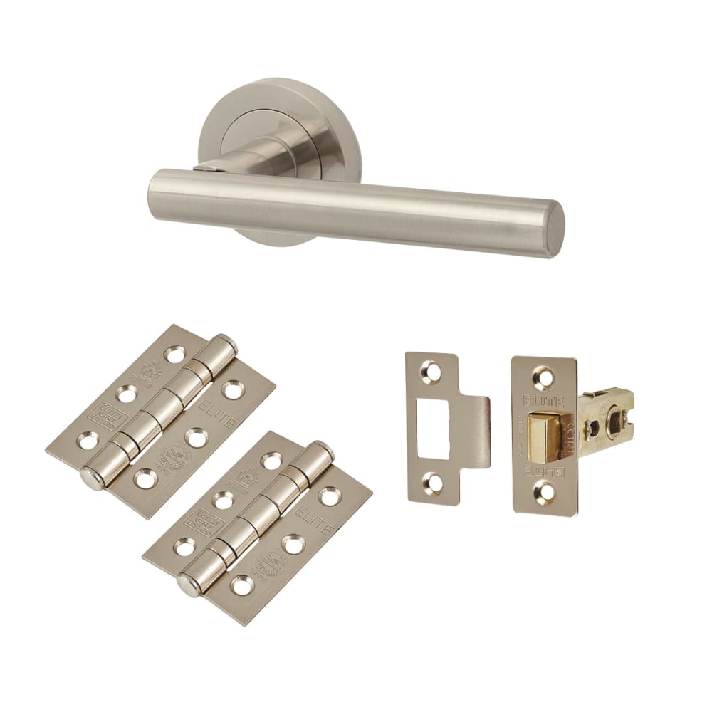 Touchpoint Satin Nickel Latch Door Handles on Rose Pack - Ella Range ...