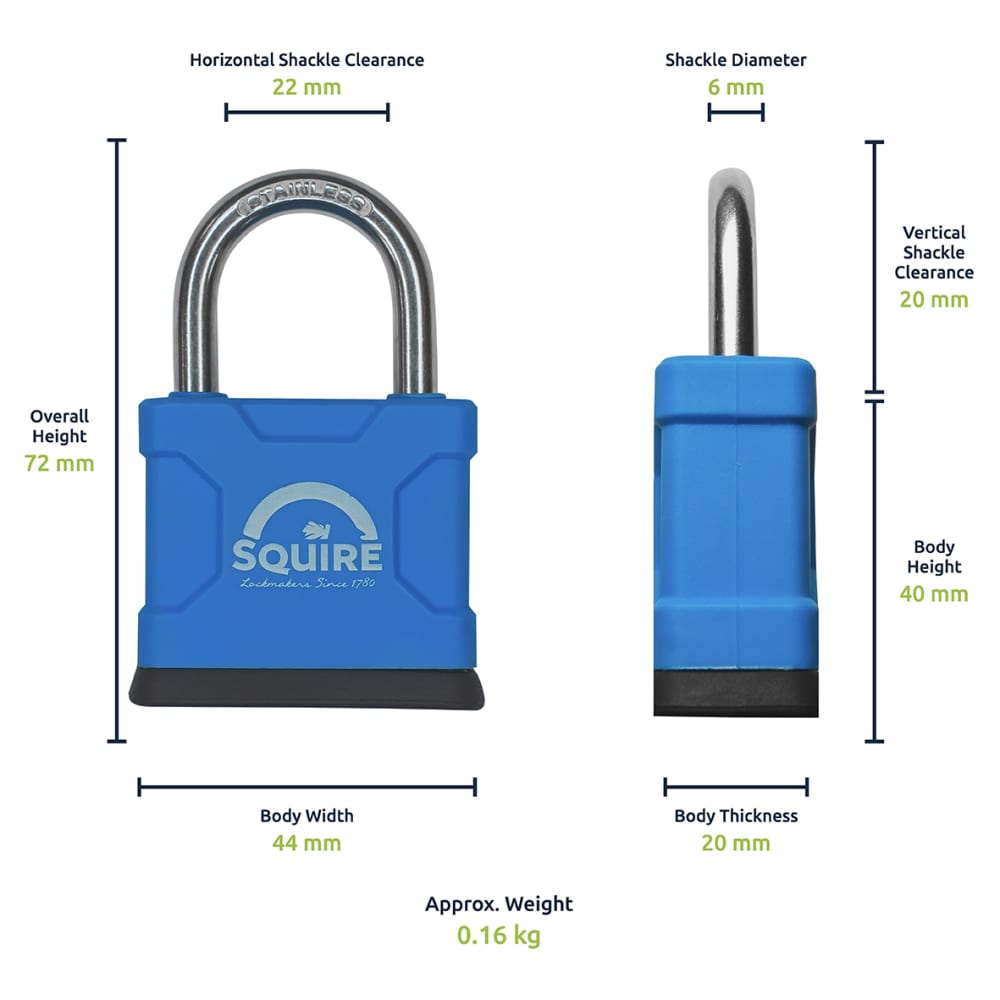 Squire Marine Grade All Weather Padlock - 40mm Body - 29 x 28mm Shackle ...