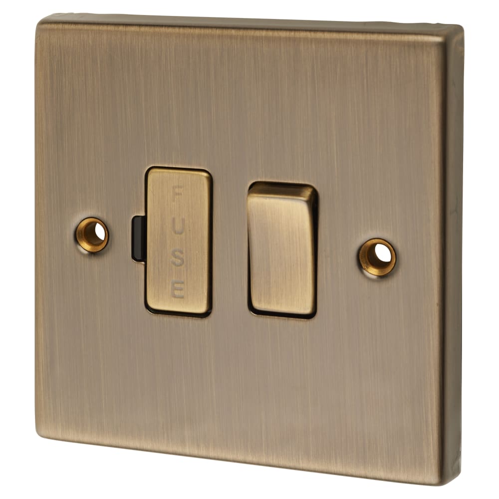 Knightsbridge 13A 1 Gang Switched Fused Spur - Antique Brass ...
