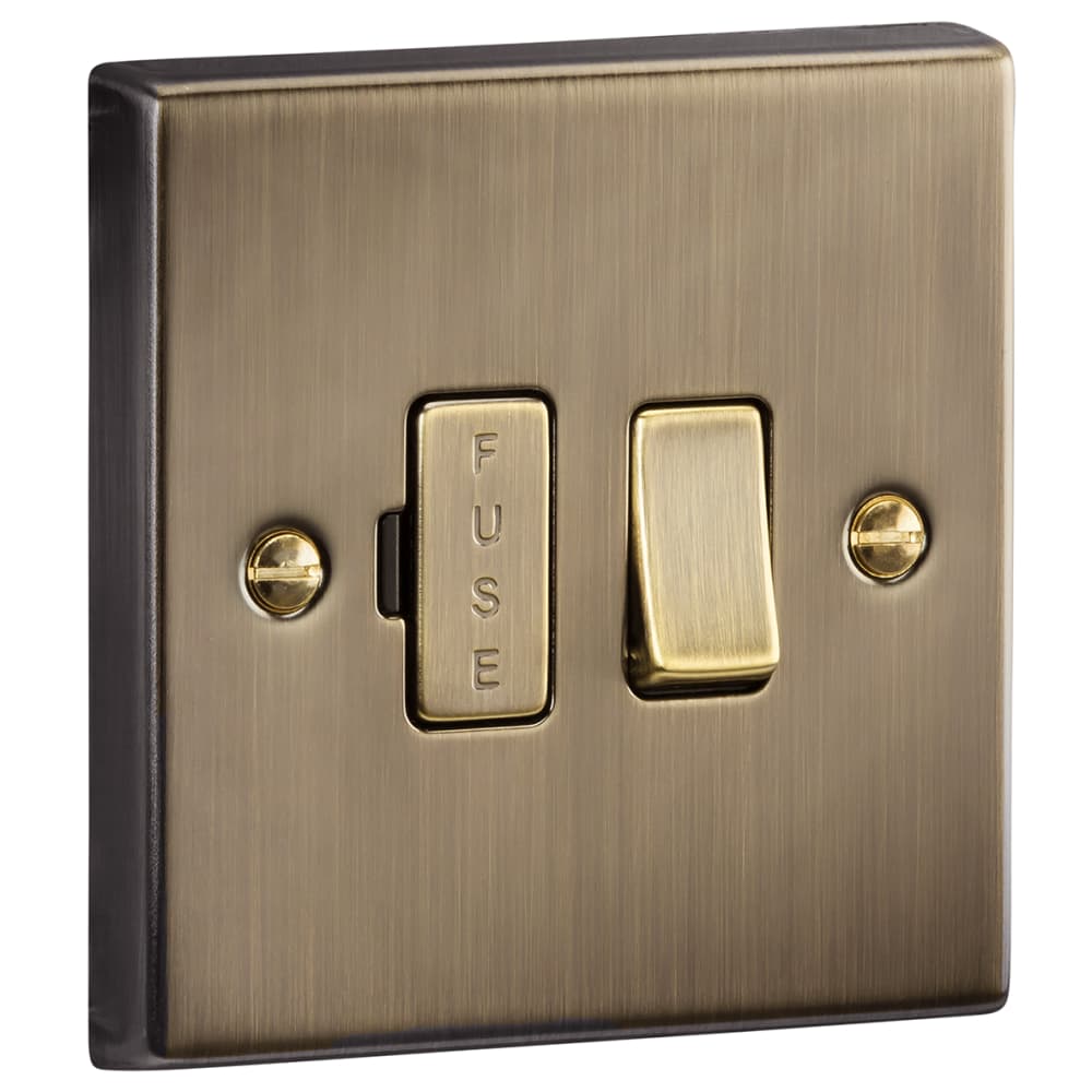 Knightsbridge 13A 1 Gang Switched Fused Spur - Antique Brass ...