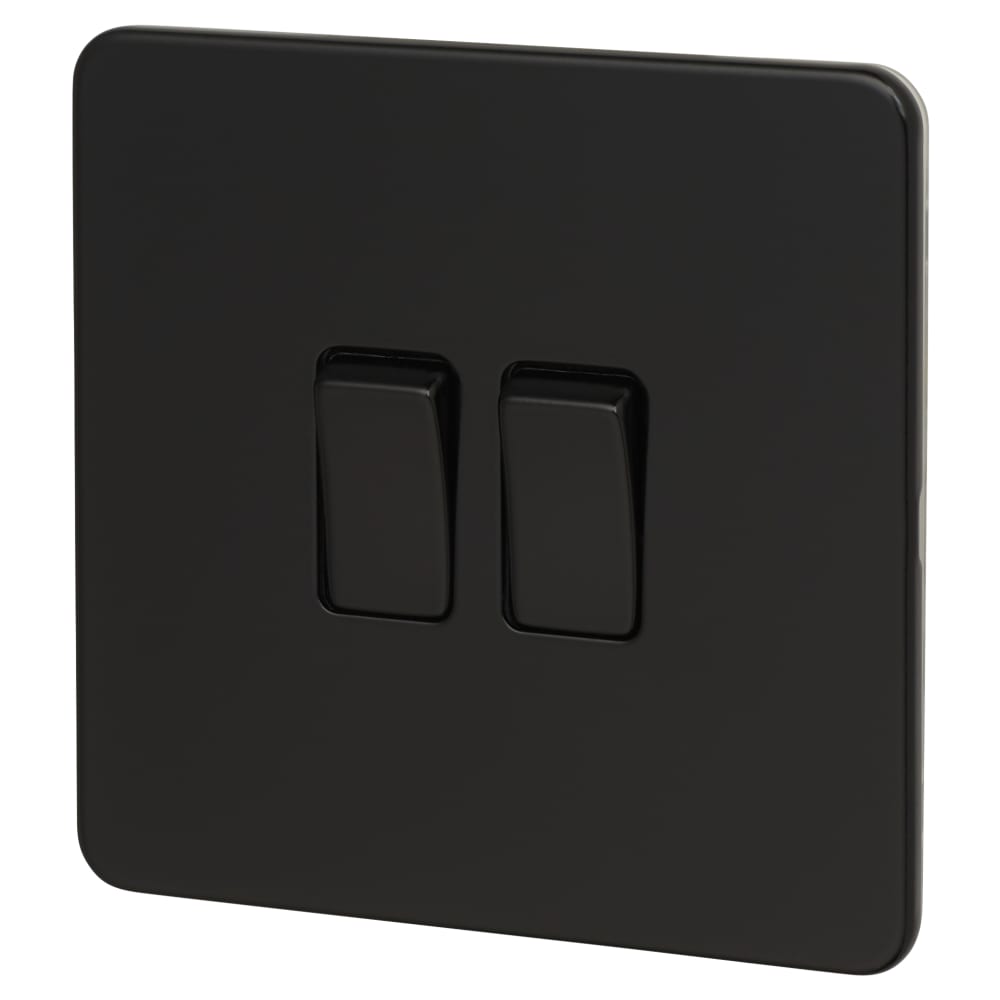 Knightsbridge 10AX 2 Gang 2 Way Screwless Flat Plate Light Switch ...