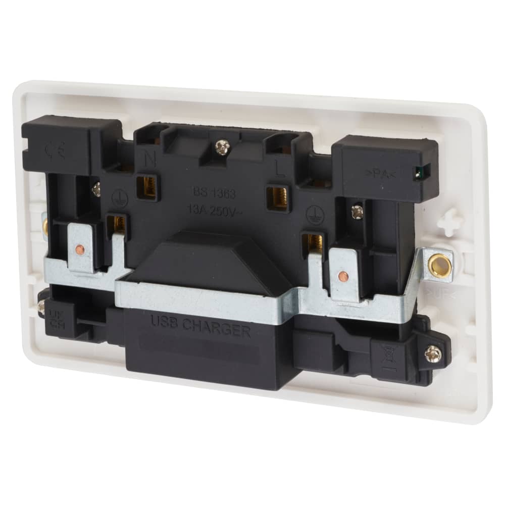 Touchpoint 13A 2 Gang USB Socket with 2 x USB - 3.1A - White ...