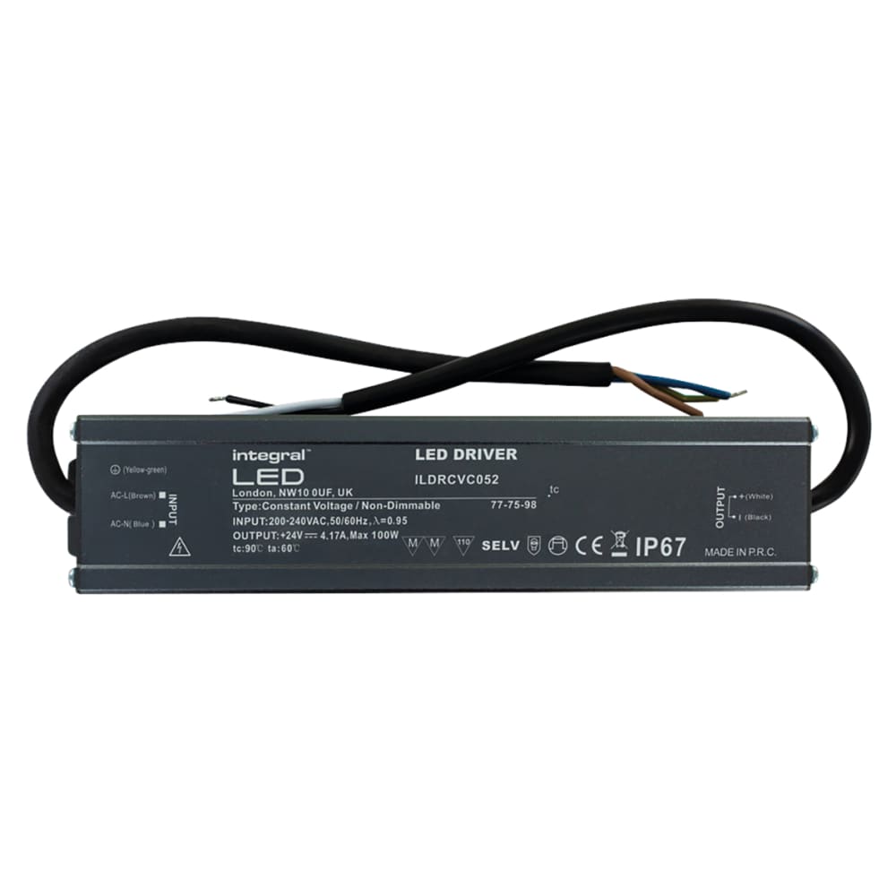 Integral LED 24V 100W Constant Voltage LED Driver - IP67 - 200-240VAC ...