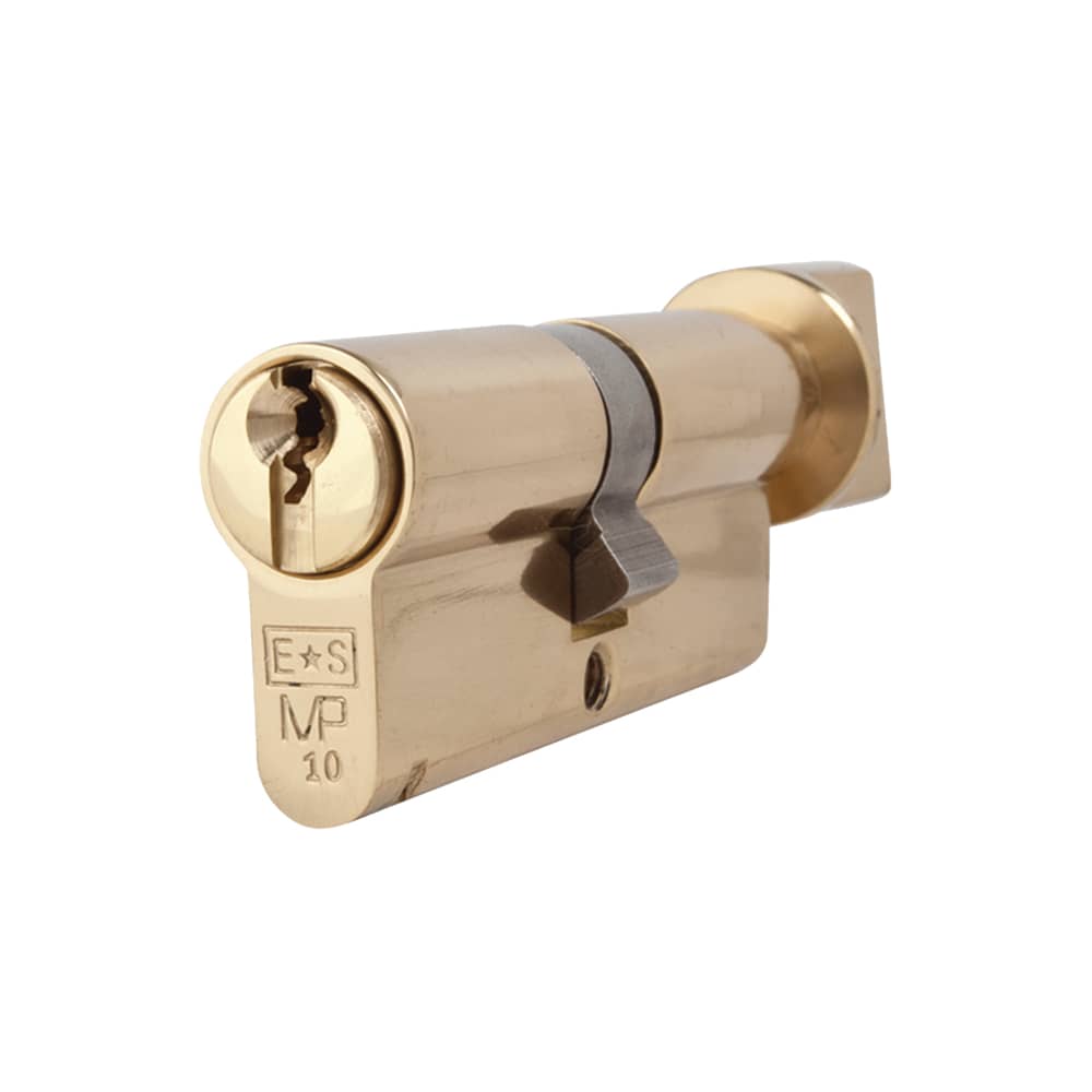 Eurospec Euro Cylinder & Turn - 10 Pin - 35[k] + 35mm - Polished Brass ...