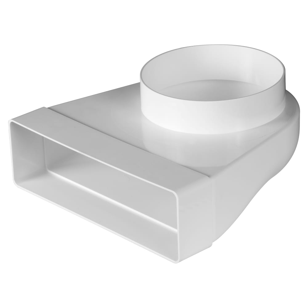 Awenta 90° Round to Flat Elbow Pipe Connector - 5/"125mm to 204 x 60mm ...