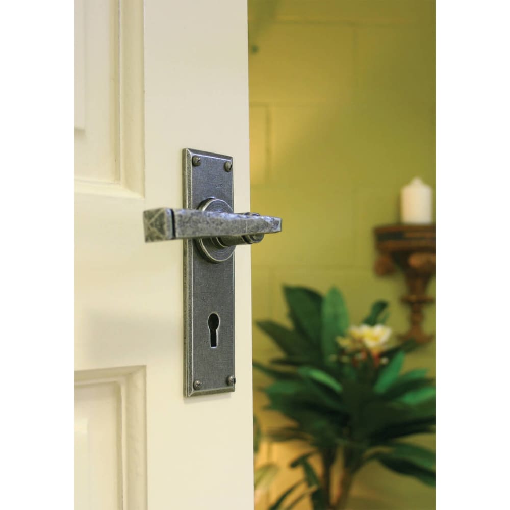 Olde Forge Avon Door Handle - Keyhole Lock Set - Pewter ...