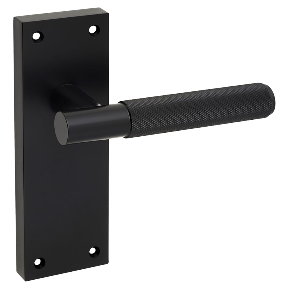 Altro Remi Knurled Latch Door Handle - 155 x 55mm - Matt Black ...