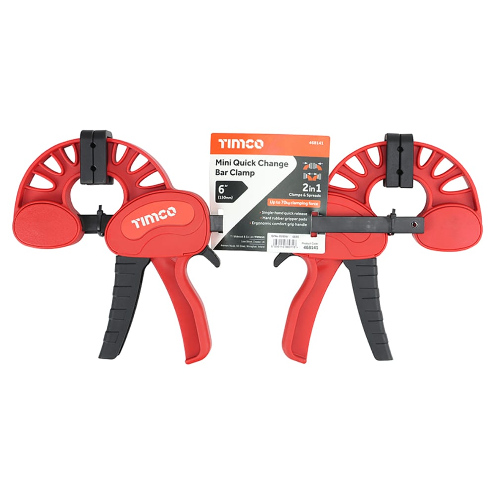TIMCO 6"/150mm Mini Quick Change Bar Clamp - Pack of 2 | IronmongeryDirect | Same Day Despatch