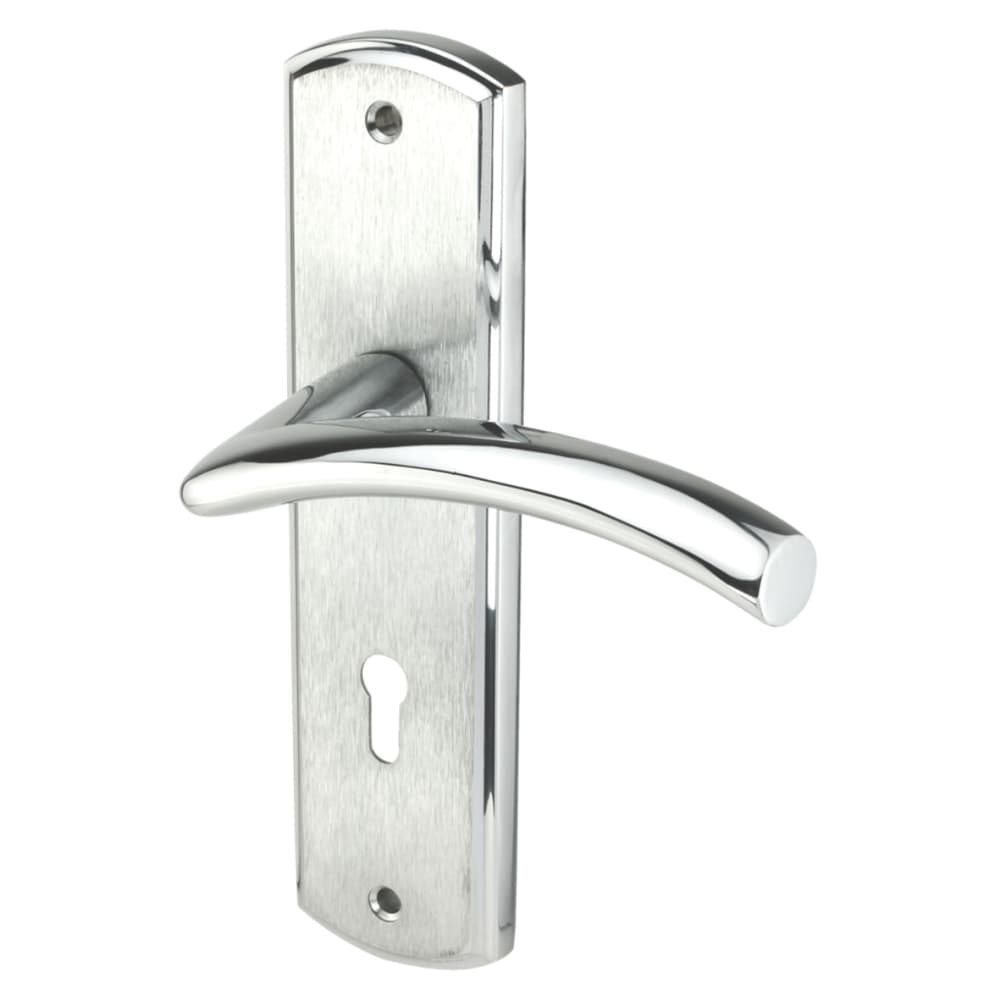 M Marcus Centaur Door Handle - Keyhole Lock Set - Satin/Polished Chrome ...