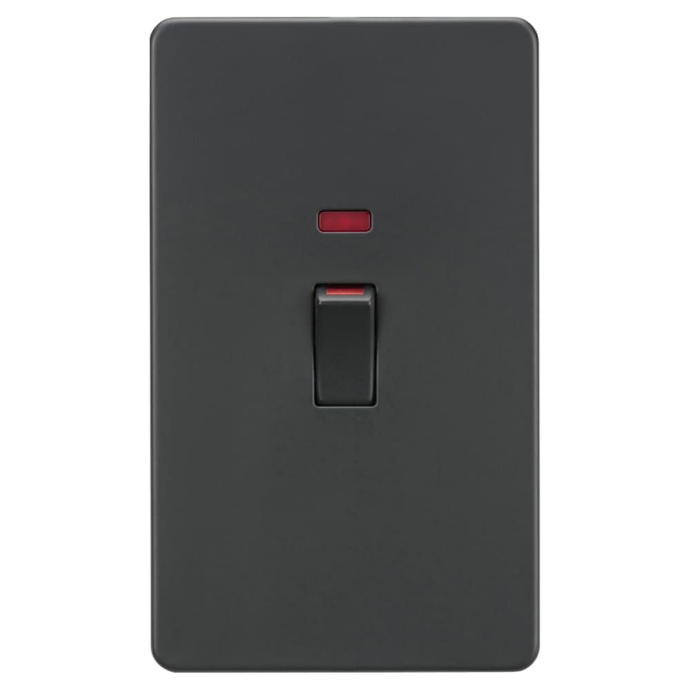 Knightsbridge 45A 2 Gang Screwless Double Pole Cooker Switch with Neon ...