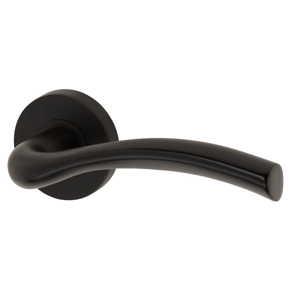 Jigtech Solar Lever Door Handle on Rose - Matt Black ...