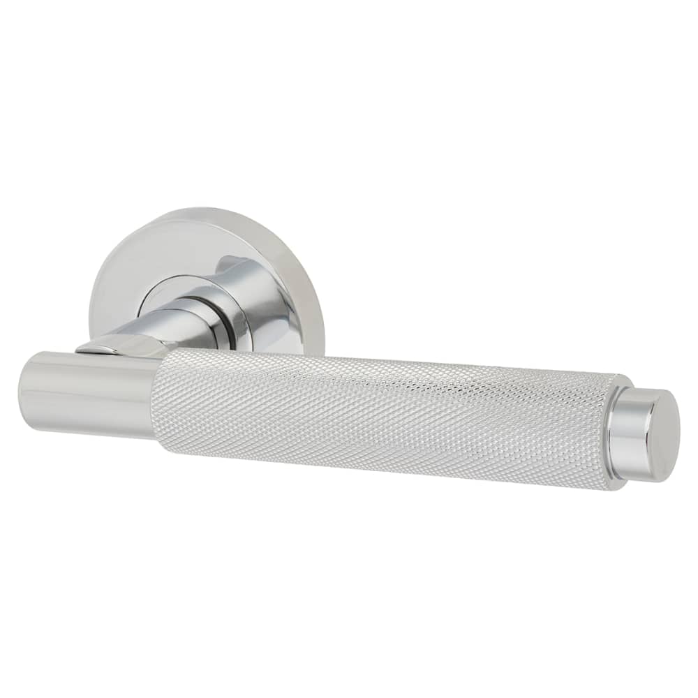 Jigtech Textura Lever Door Handle on Rose - Polished Chrome ...