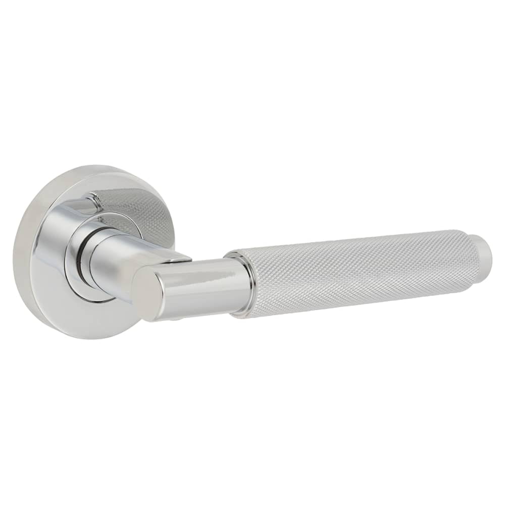 Jigtech Textura Lever Door Handle on Rose - Polished Chrome ...