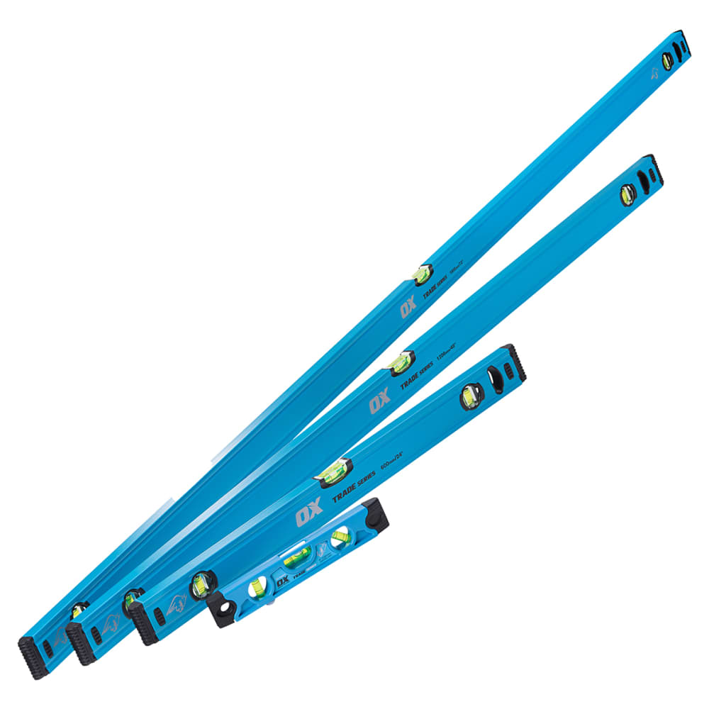 OX Trade Spirit Torpedo Level Set 230 600 1200 1800mm Pack of 4