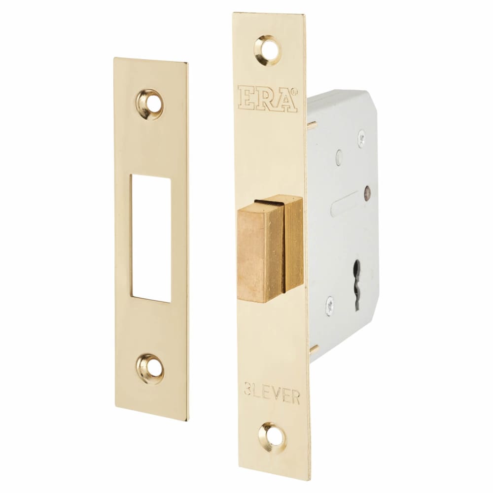 ERA 3 Lever Deadlock - 64mm Case - 44mm Backset - Brass Effect ...