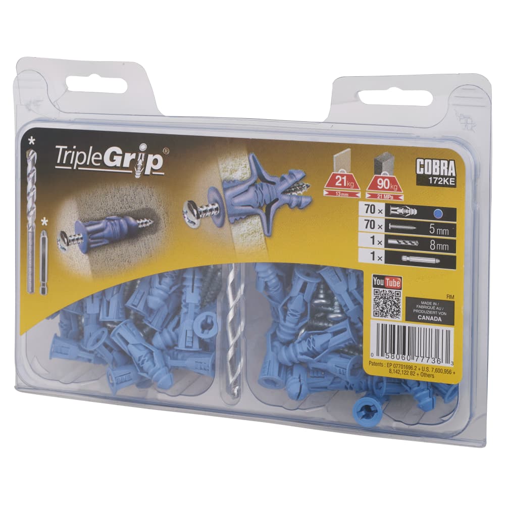 Cobra TripleGrip Universal Multi Purpose Wall Fixing - 8 x 32mm - Pack ...