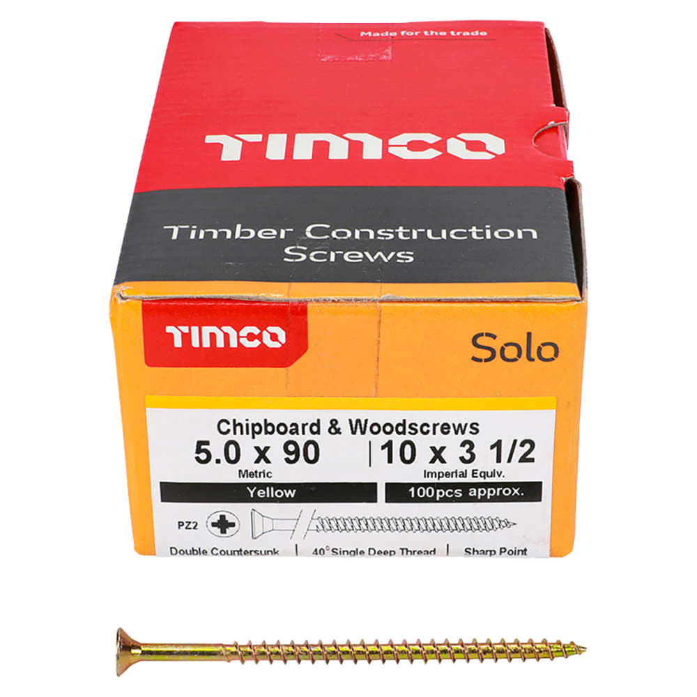 TIMco Solo Chippy Screw - 5.0 x 90mm - Pack 100 | IronmongeryDirect ...