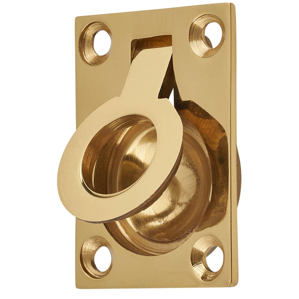 Altro Rectangular Flush Ring Pull - 38 x 27mm - Polished Brass ...