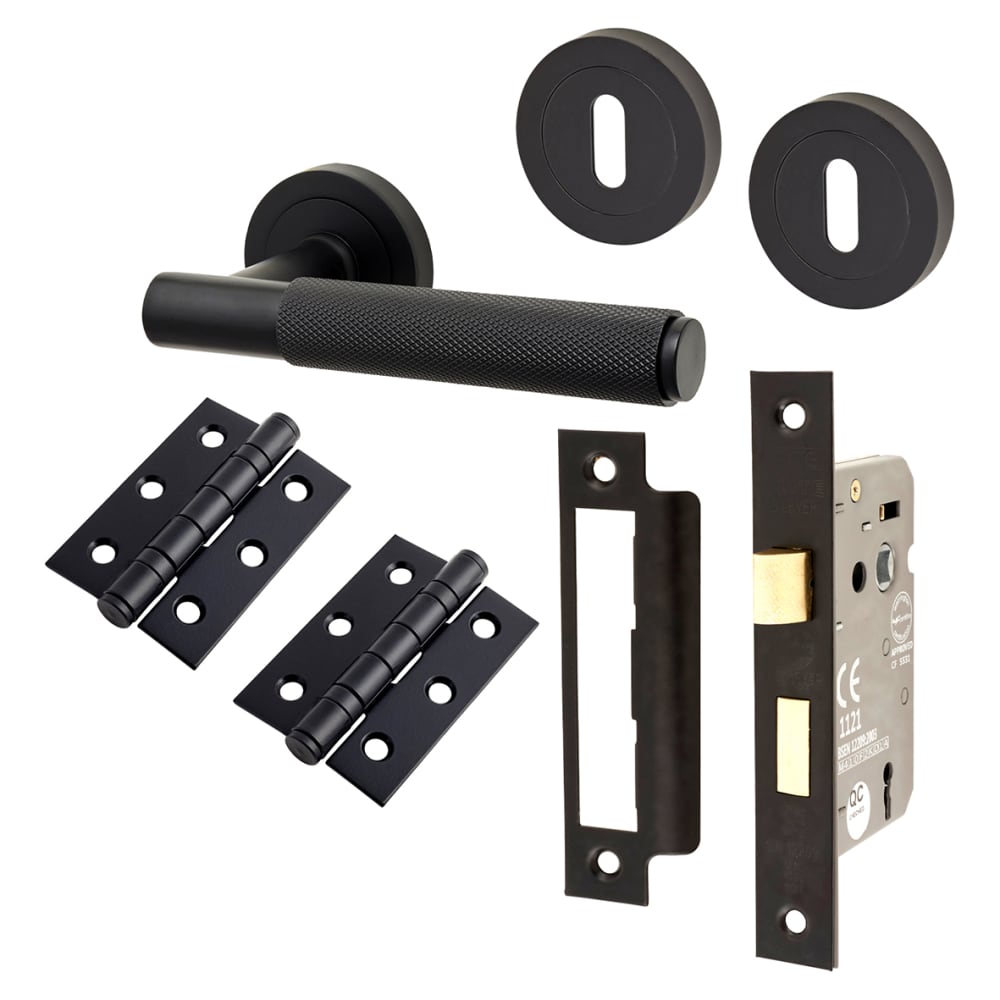 Altro Remi Knurled 3 Lever Sashlock Door Handle Kit - Matt Black ...