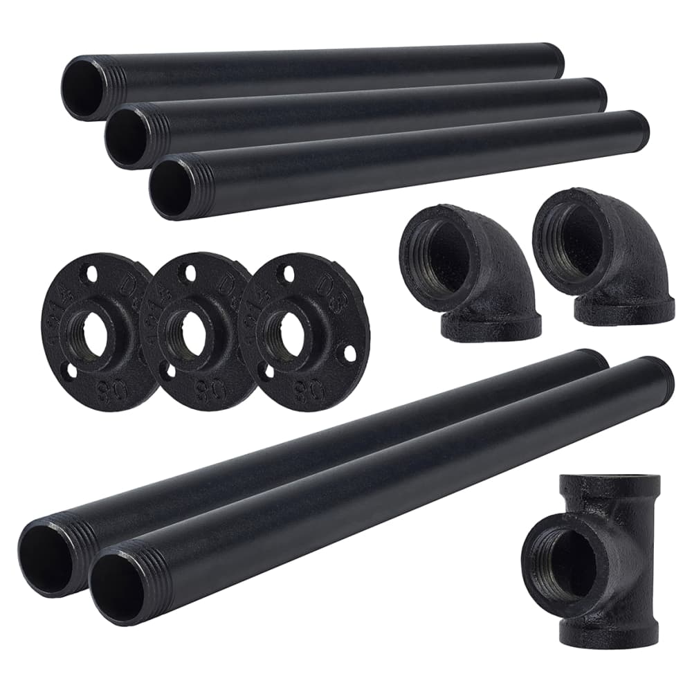 Altro 3/4" Long Pipe Wardrobe Rail Kit - Black | IronmongeryDirect ...