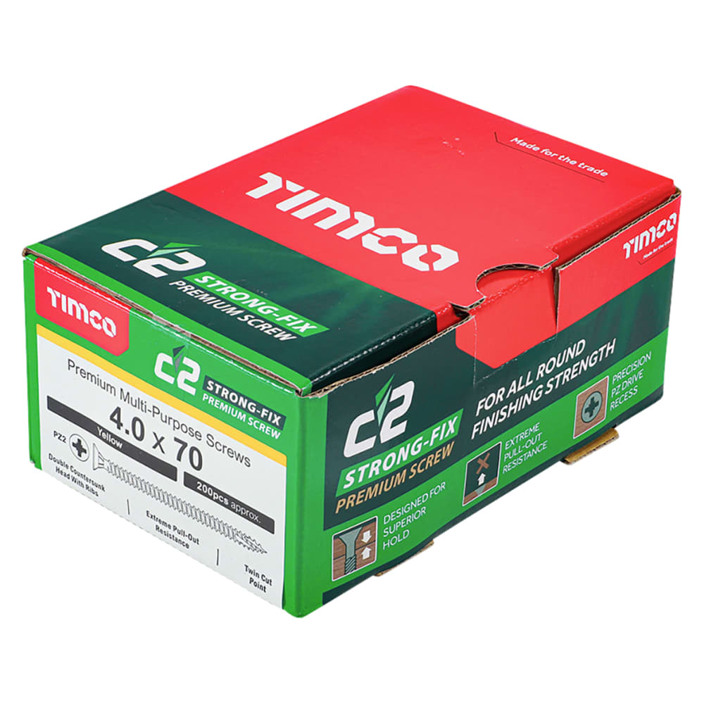 TIMCO C2 Strong-Fix Pozi Double Countersunk Wood Screws - 4.0 x 70mm ...