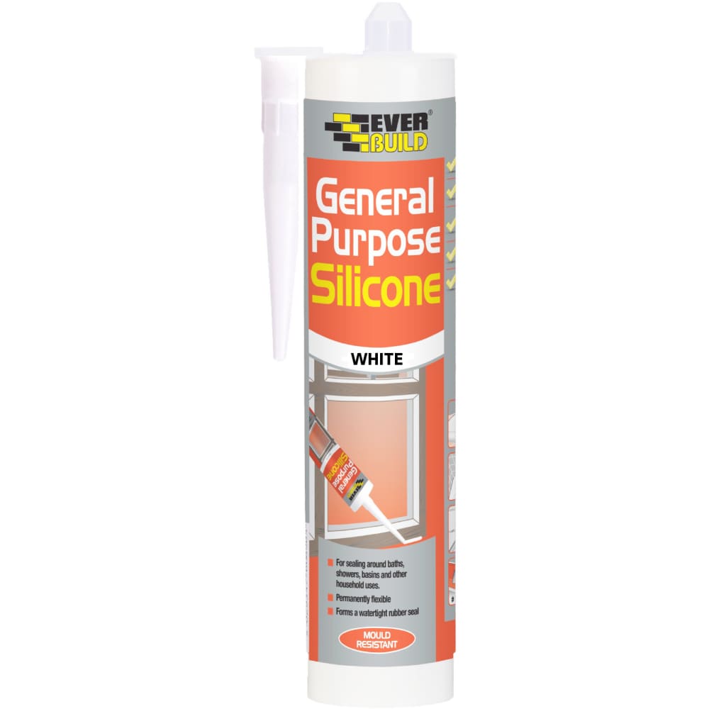 Everbuild General Purpose Silicone Sealant - 280ml - White | IronmongeryDirect | Same Day Despatch
