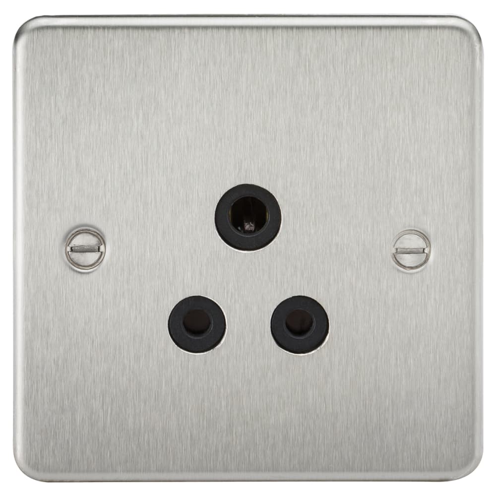 Knightsbridge 5A Flat Plate Unswitched Round Pin Socket - Brushed ...