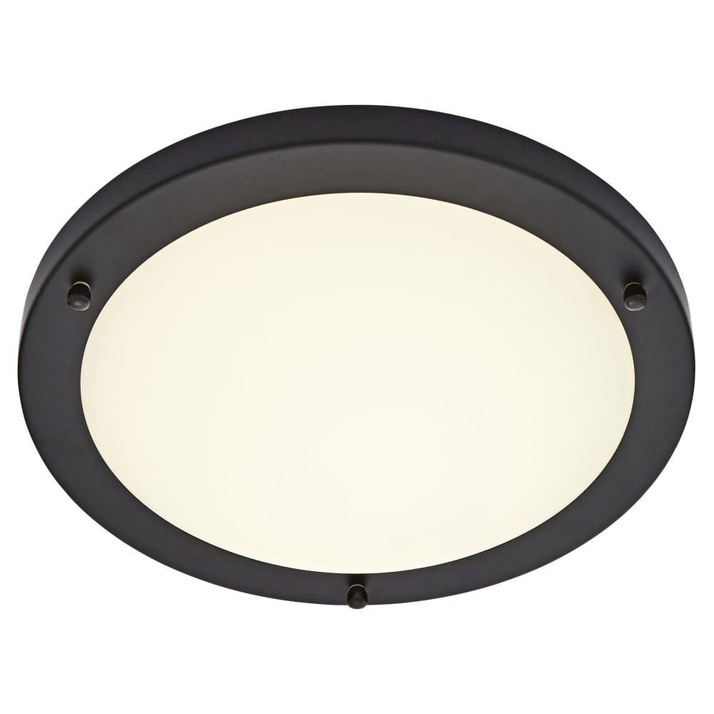 Forum Spa Delphi 2 x E27 Small Flush Bathroom Ceiling Light - IP44 - Satin Black ...