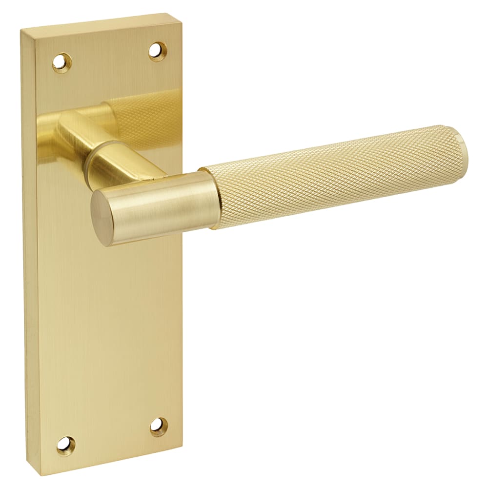 Altro Remi Knurled Latch Door Handle - 155 x 55mm - Satin Brass ...