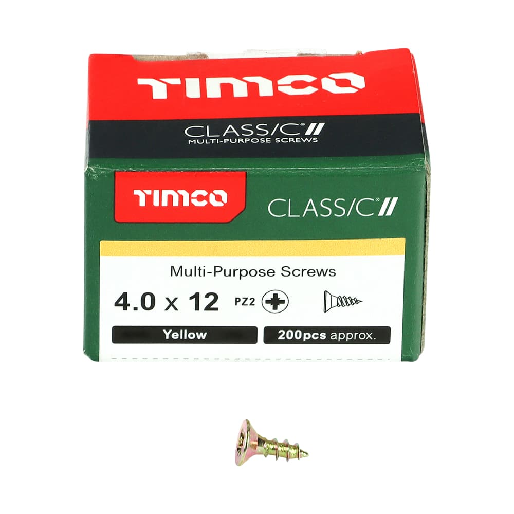 TIMCO Classic Woodscrew - 4.0 x 12mm - Pack of 200 | IronmongeryDirect ...