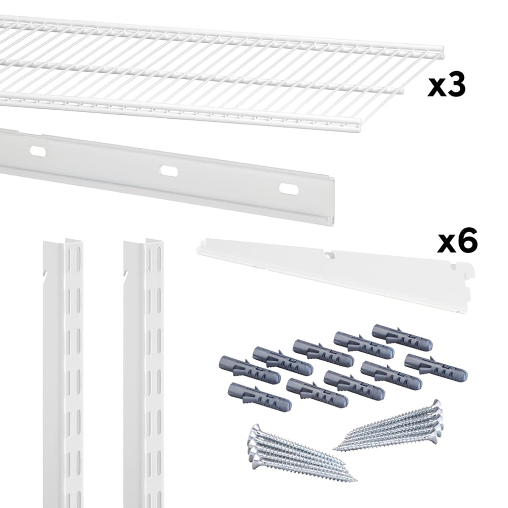 elfa Wardrobe & Storage Kit - 1 x Bay & 3 x Ventilated Wire Shelf - White | IronmongeryDirect ...